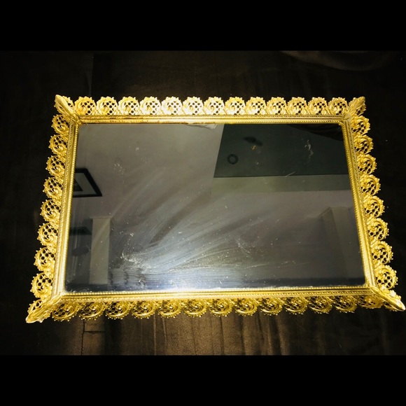 Vintage | Bath | Amazing Vtg Goldplated Footed Vanity Mirror Tray | Poshmark